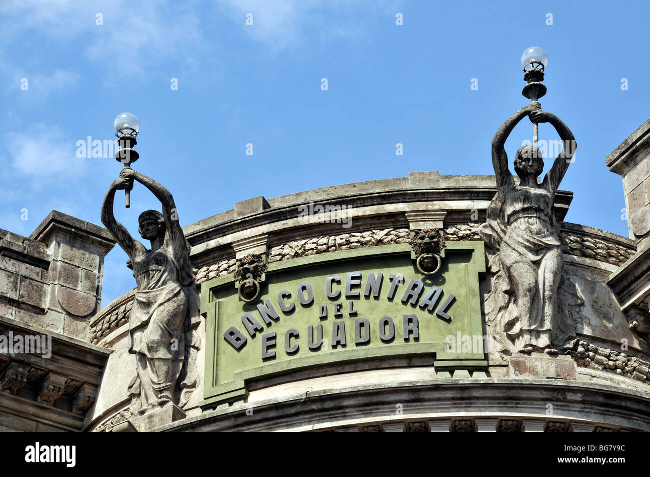 old Banco Central del Ecuador, details of front facade, Quito, Ecuador ...