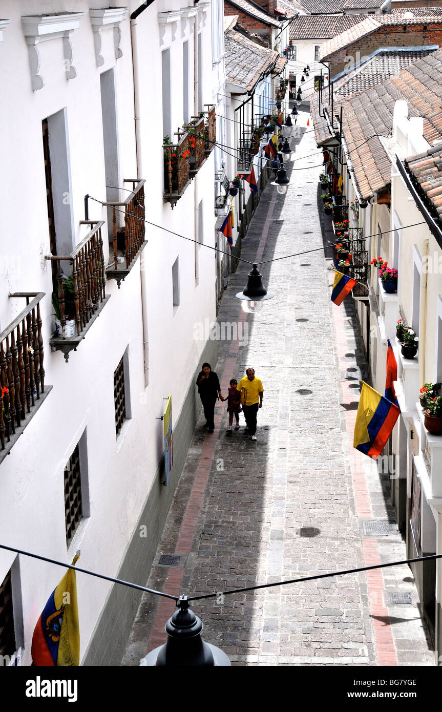 small street, historic city, Quito, Ecuador Stock Photo - Alamy