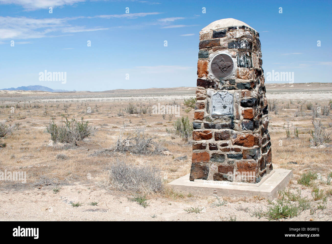 An obelisk marks the location of the Riverbed Pony Express Station in ...
