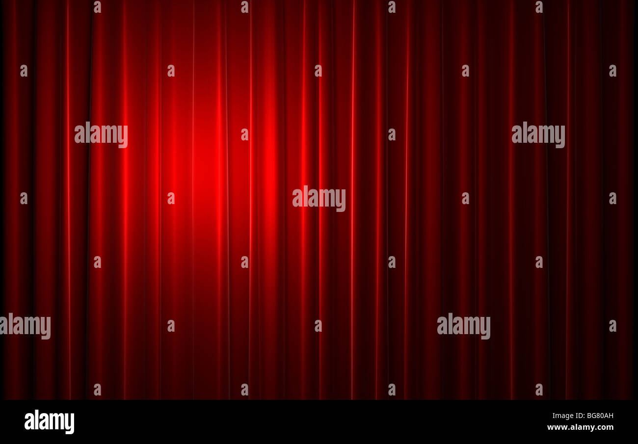 Red velvet curtain opening scene Stock Photo - Alamy