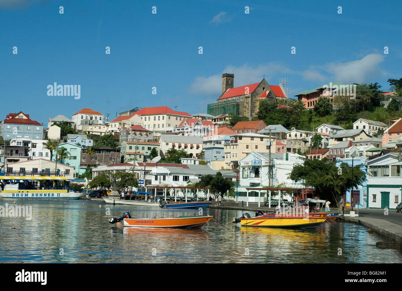 Boats and the Waterfront with a Blue Sky, the Carrenage, Saint George's ...