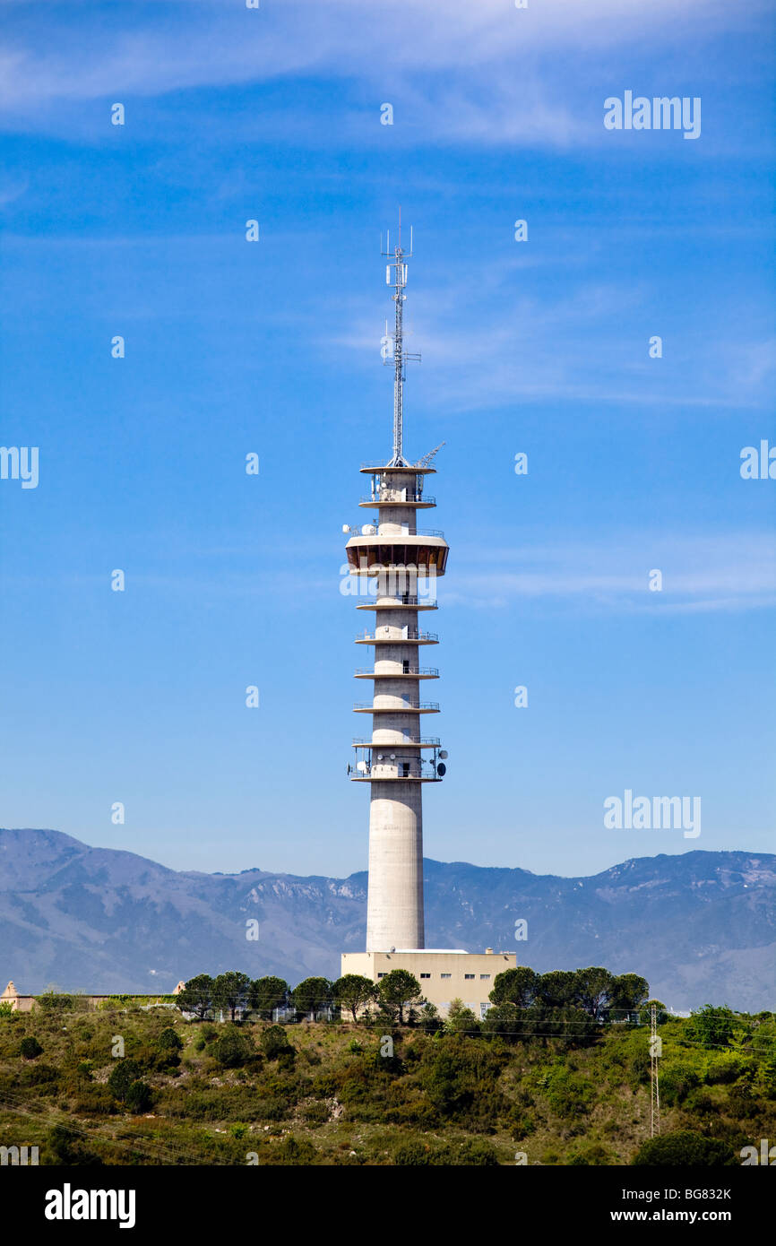 Gerona city telecommunications tower Stock Photo - Alamy
