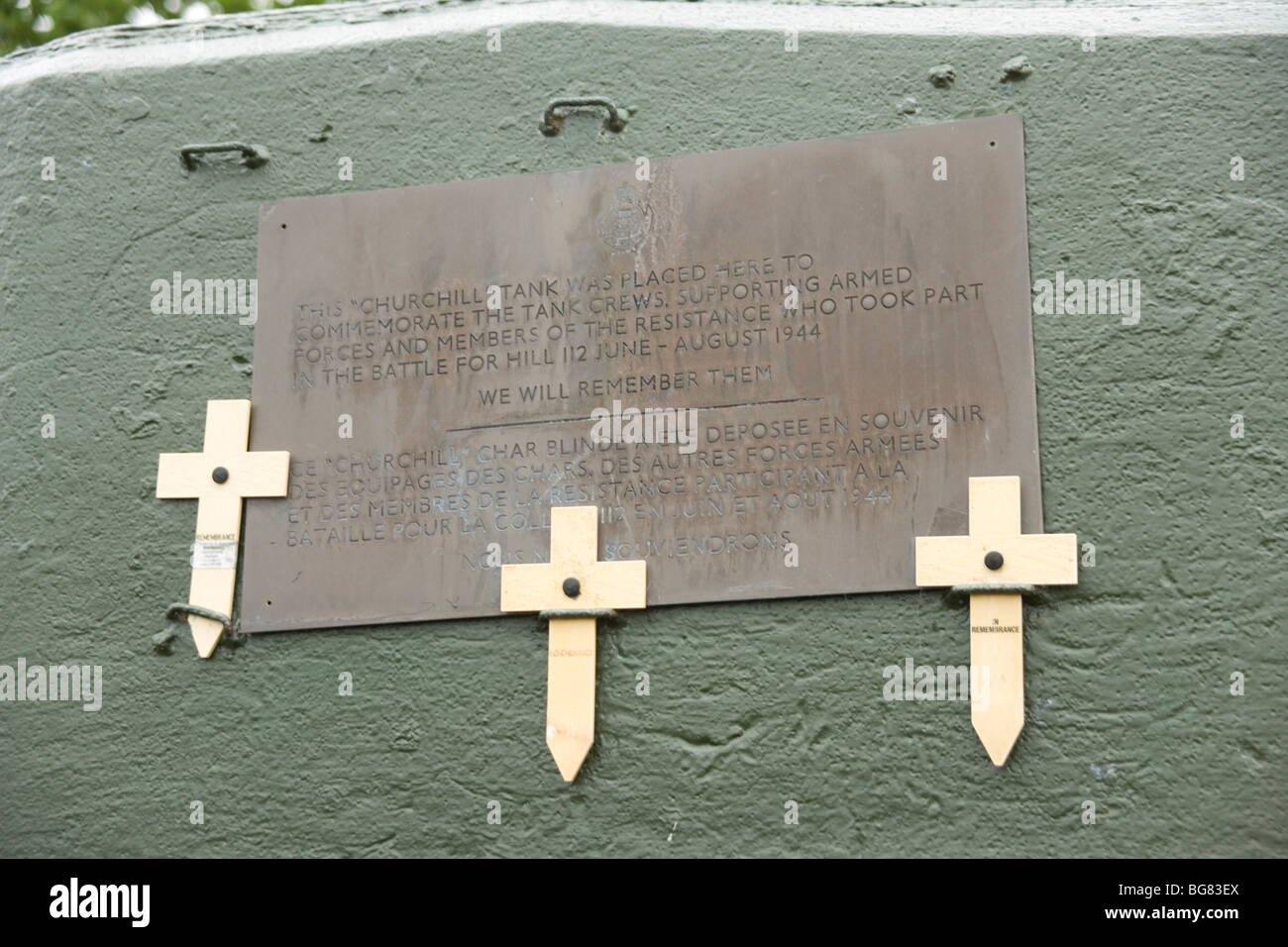 Churchill tank Memorial on Hill 112 in the bocage of Normandy scene of ...