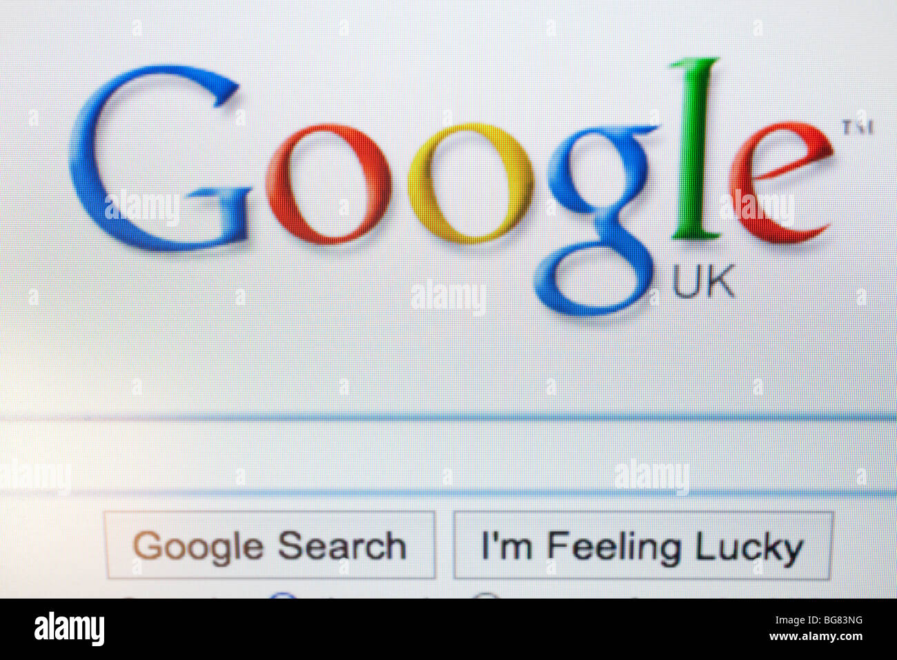 Computer screen showing the website for the Internet search engine ...