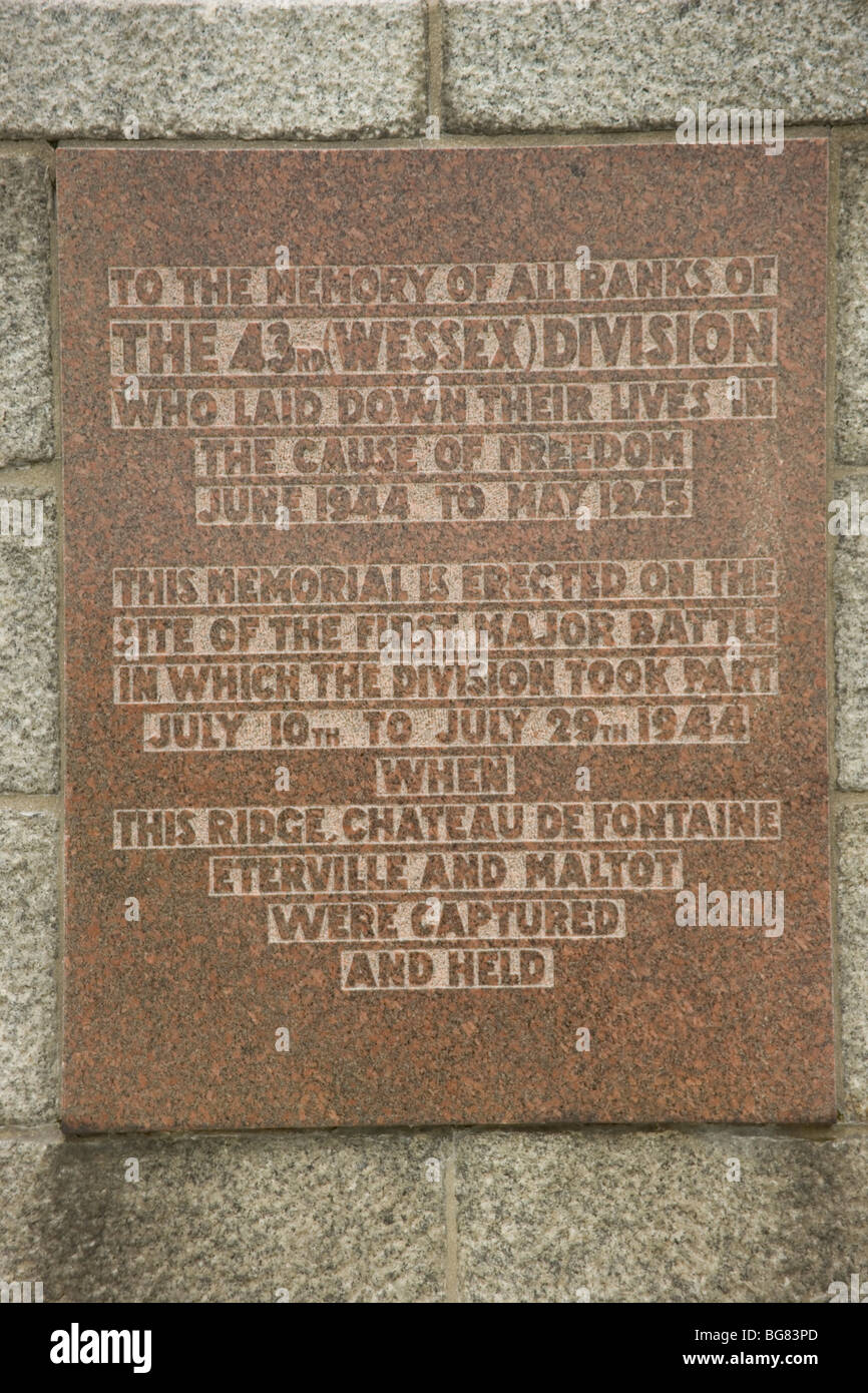 Memorial to 43rd Wessex Division on Hill 112 in Normandy scene of ...