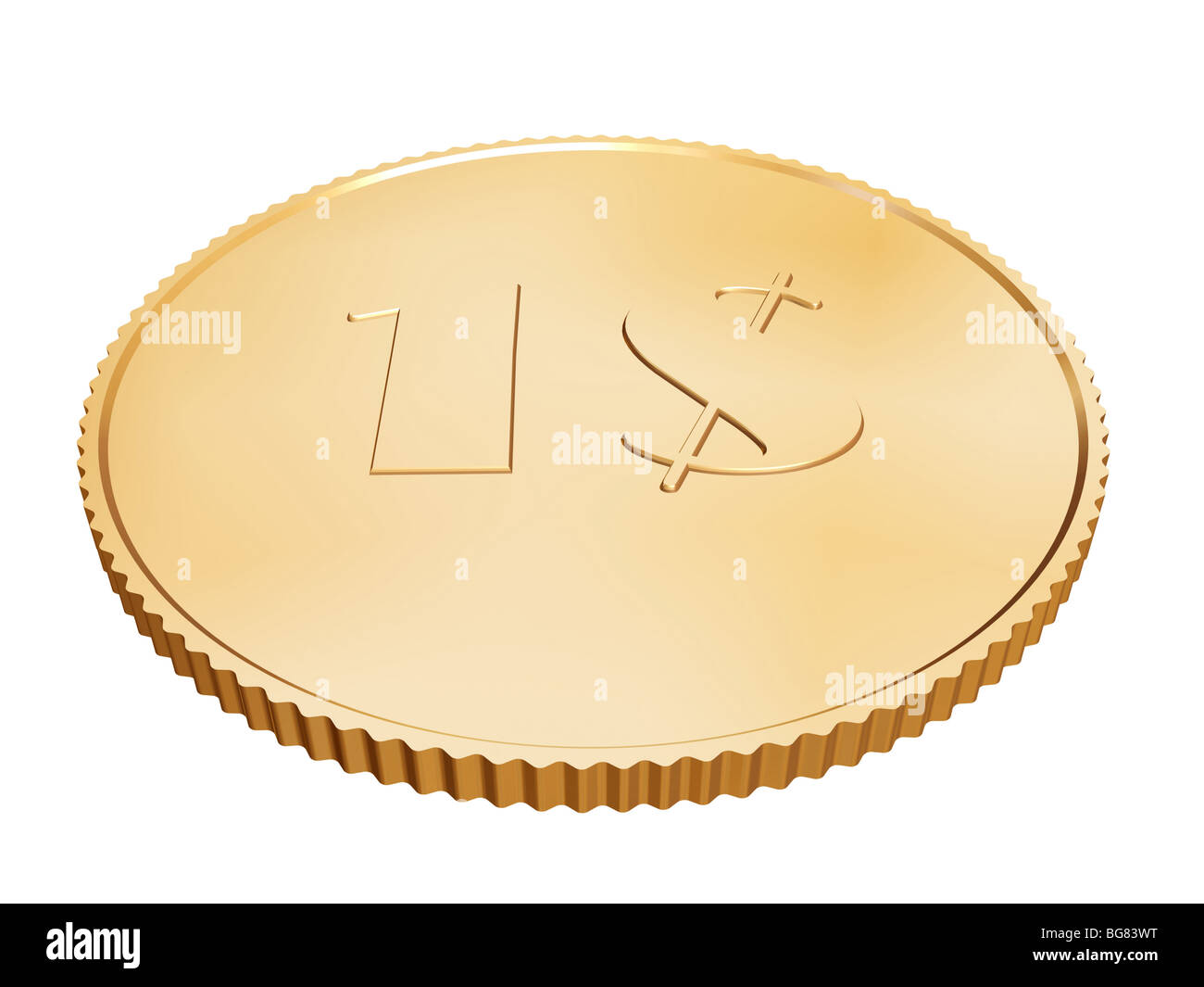 gold 1$ coin on white background Stock Photo - Alamy