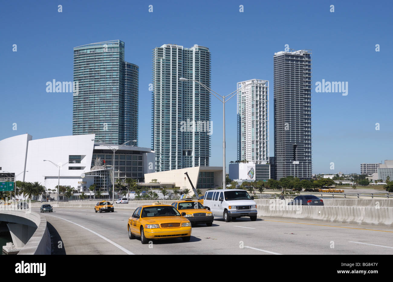 Traffic on the Bridge at Downtown Miami, Florida USA Stock Photo - Alamy