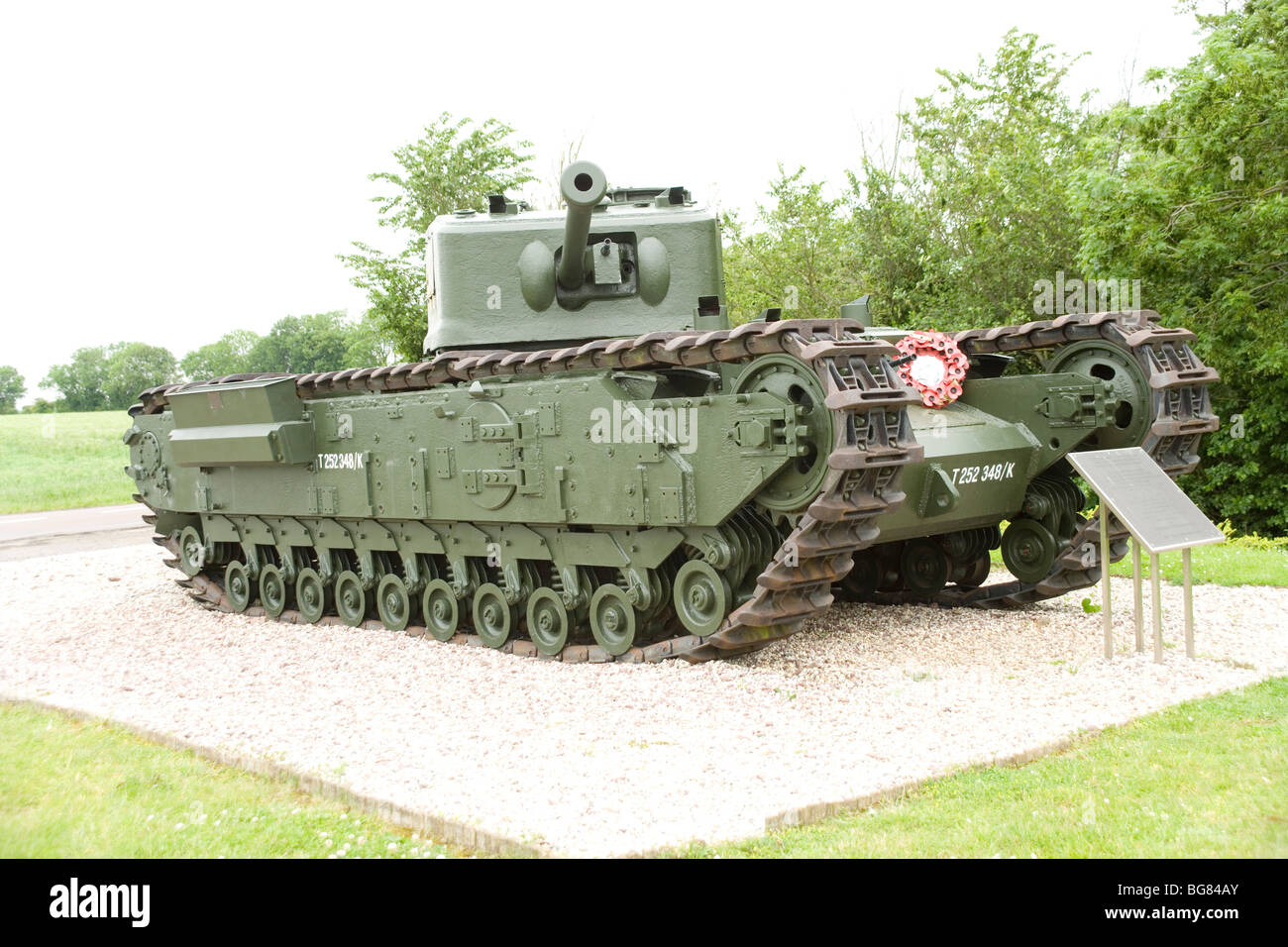 Churchill tank Memorial on Hill 112 in the bocage of Normandy scene of ...