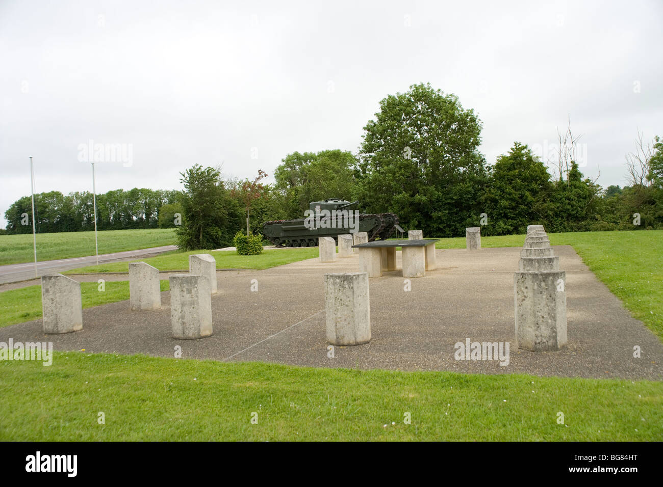 Churchill tank Memorial on Hill 112 in the bocage of Normandy scene of ...