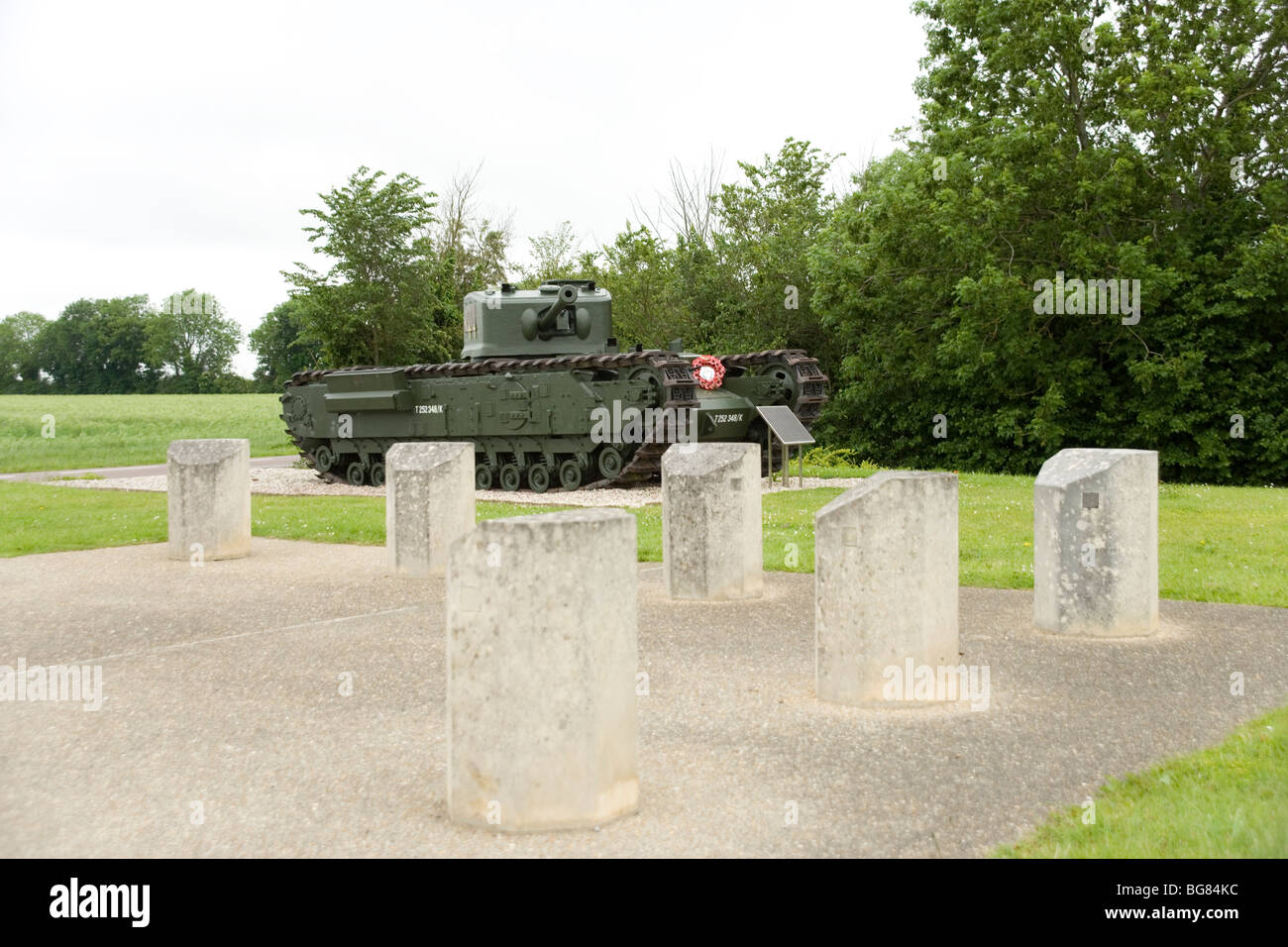 Churchill tank Memorial on Hill 112 in the bocage of Normandy scene of ...