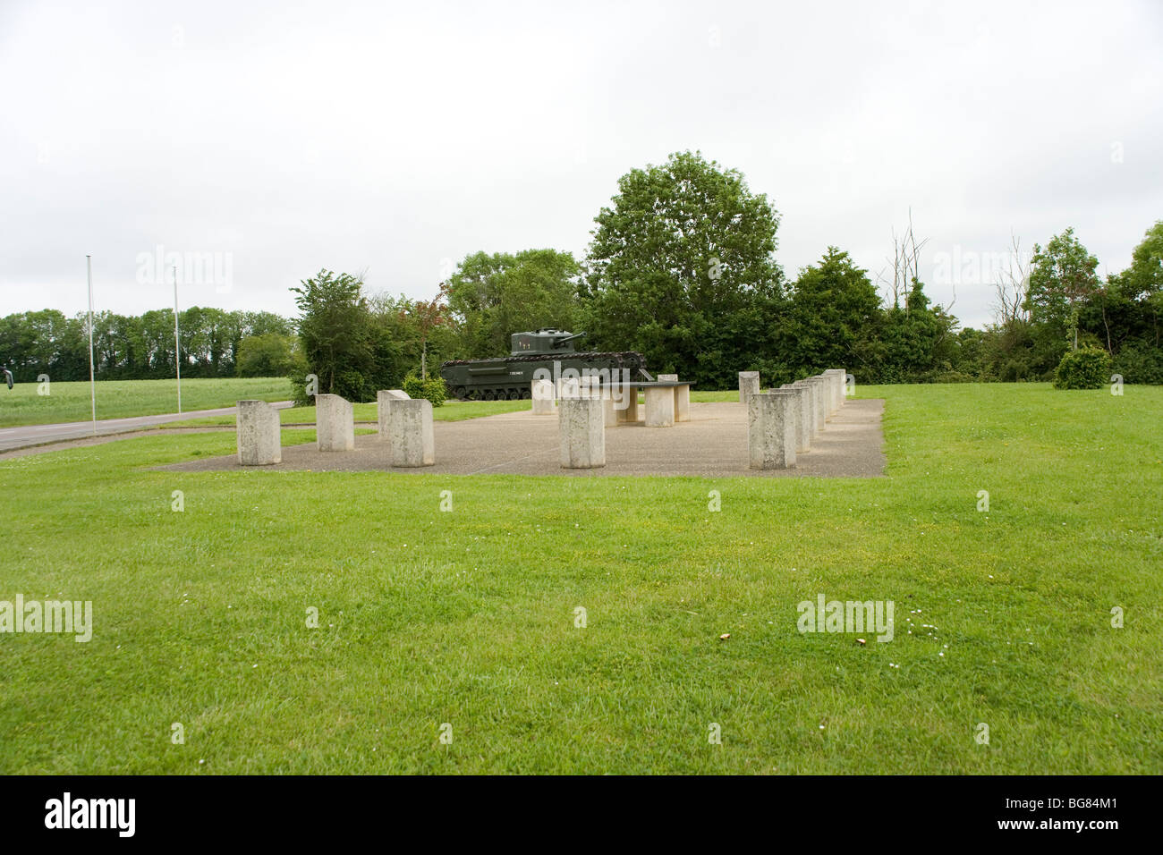 Churchill tank Memorial on Hill 112 in the bocage of Normandy scene of ...