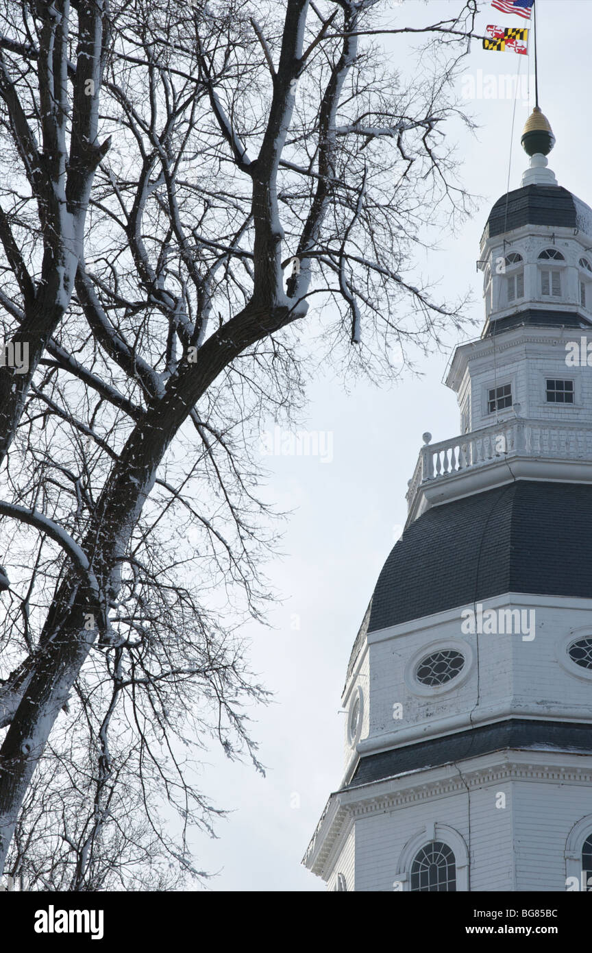 Maryland State House in winter on March 2, 2009 Stock Photo - Alamy