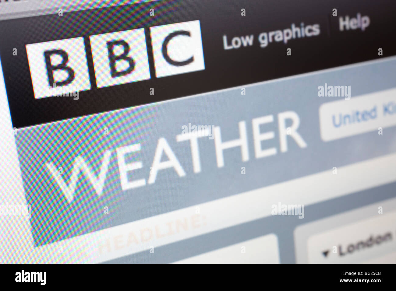 Computer screen showing the website for BBC Weather Stock Photo - Alamy