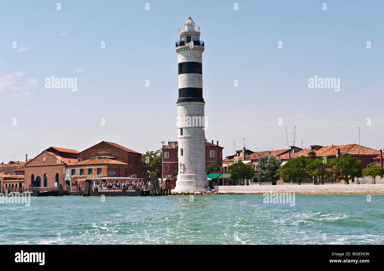 The lighthouse on the island of Murano in the Venetian lagoon, Venice ...