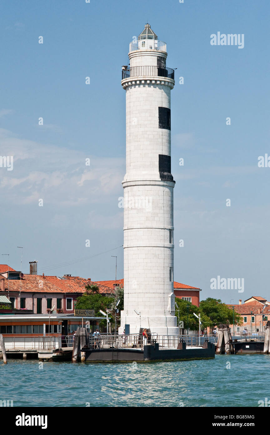 The lighthouse on the island of Murano in the Venetian lagoon, Venice ...