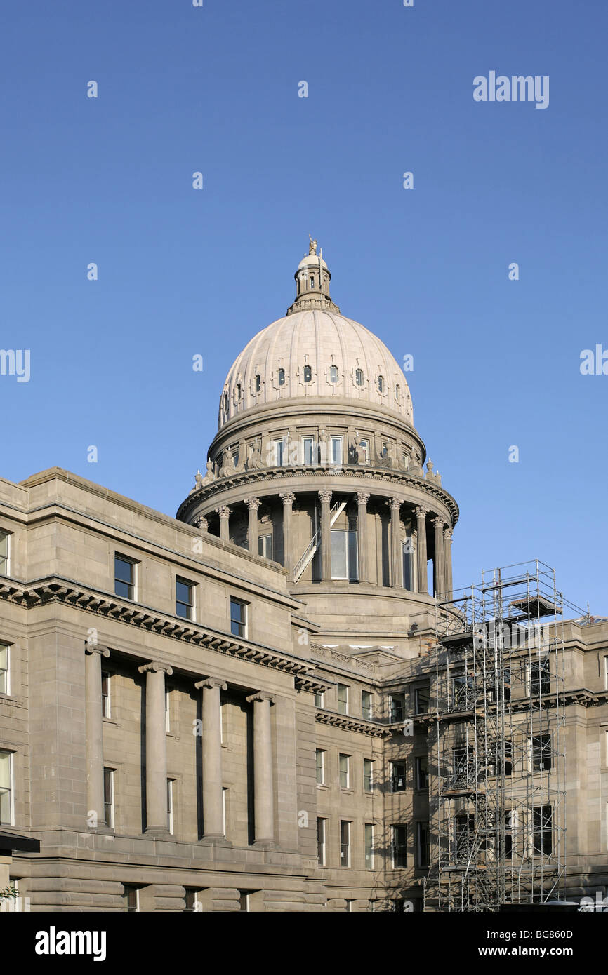 Idaho State Capitol building under construction, during sunrise, Boise ...