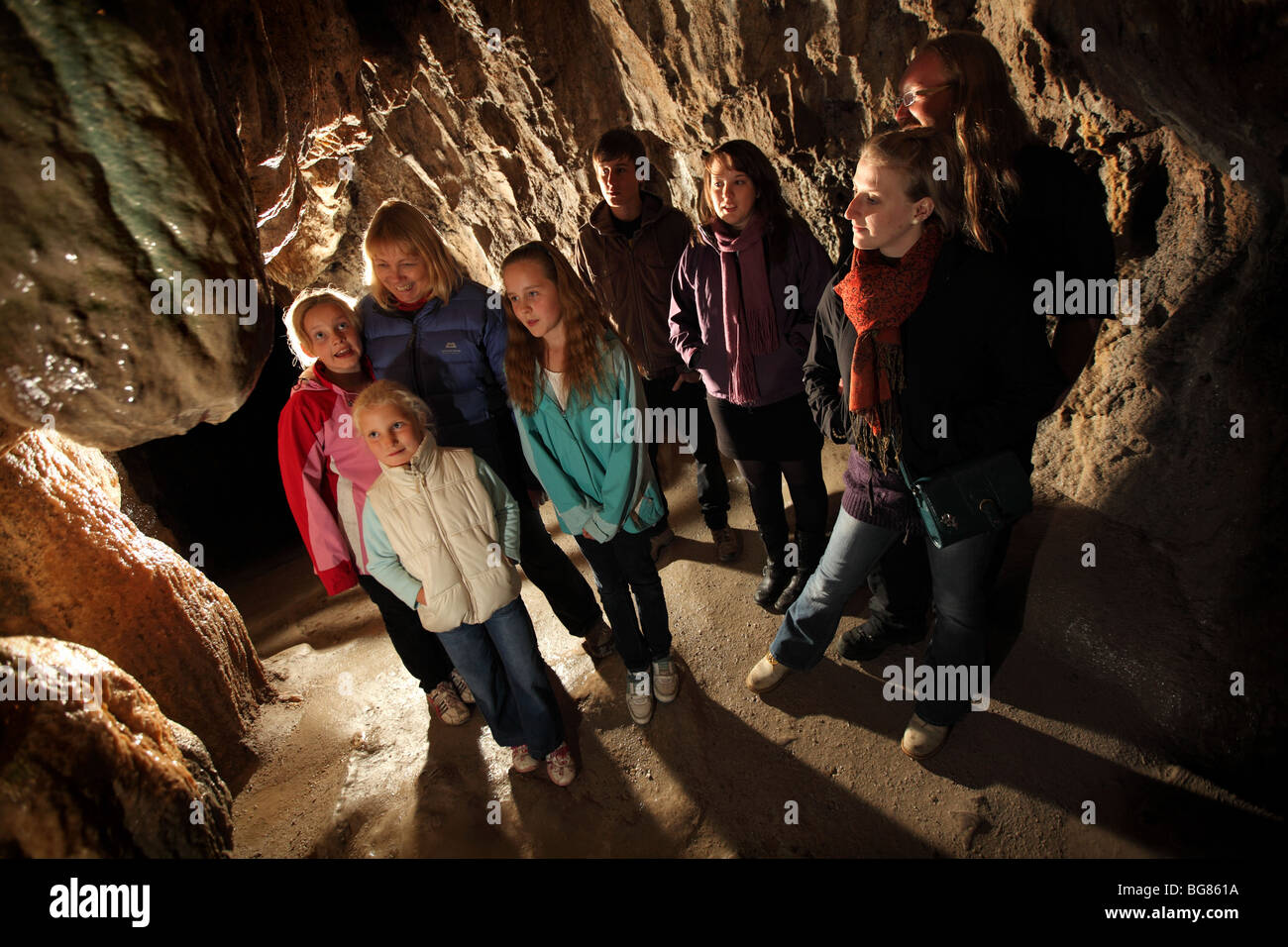 Underground environment inside Pooles Cavern in Buxton, Peak District ...