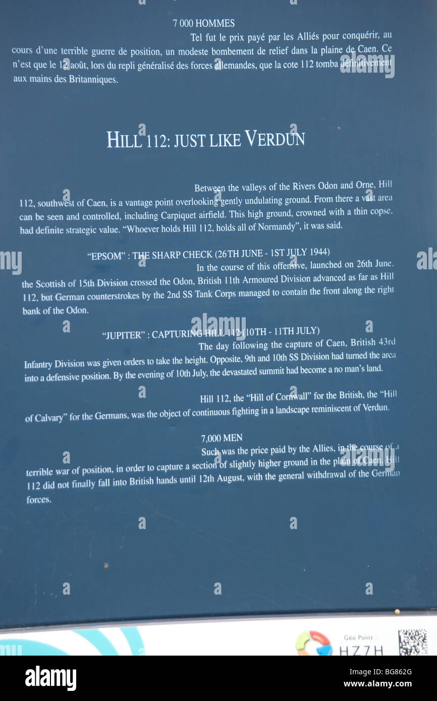 Memorial on Hill 112 in the bocage of Normandy scene of fierce fighting ...