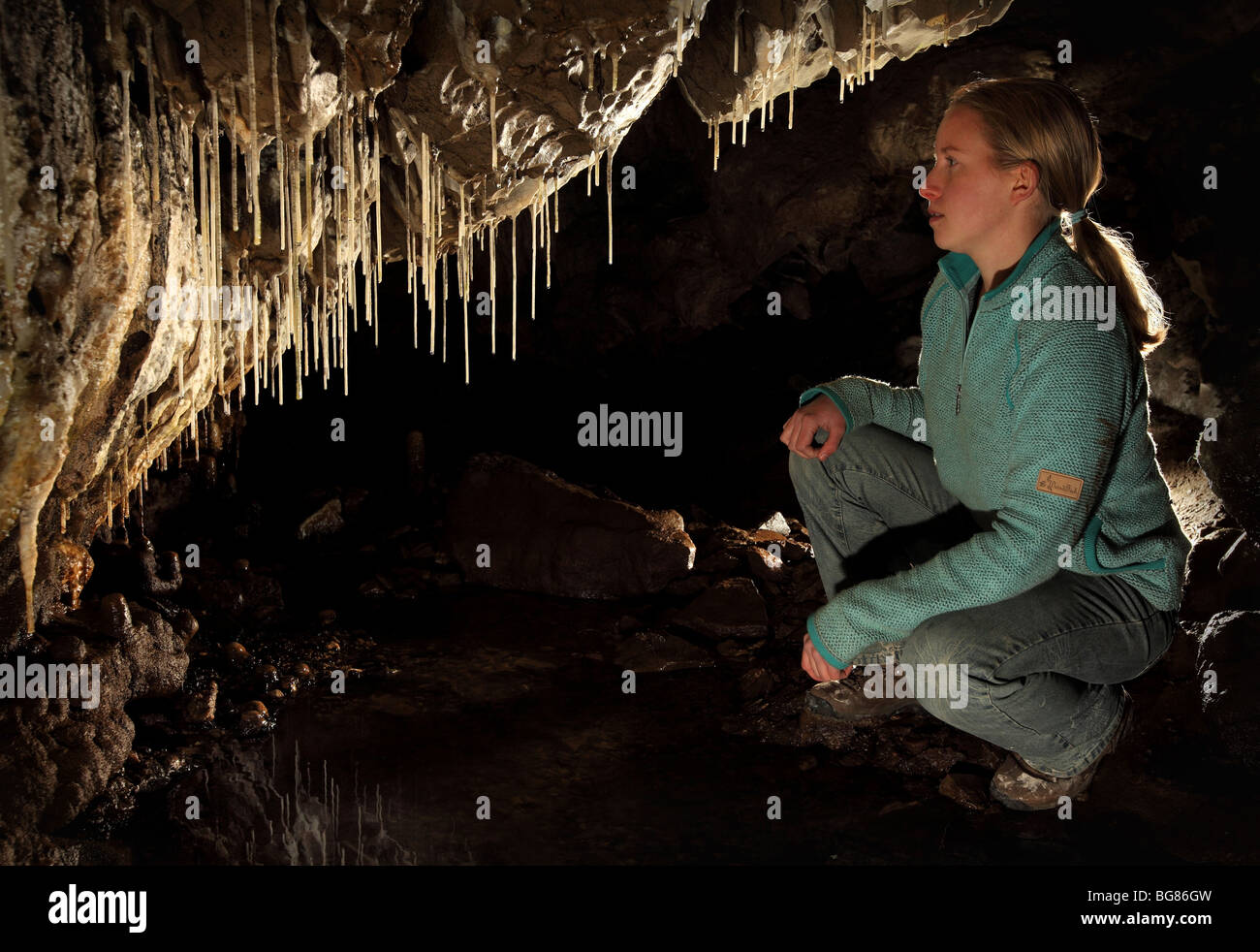 Underground environment inside Pooles Cavern in Buxton, Peak District ...