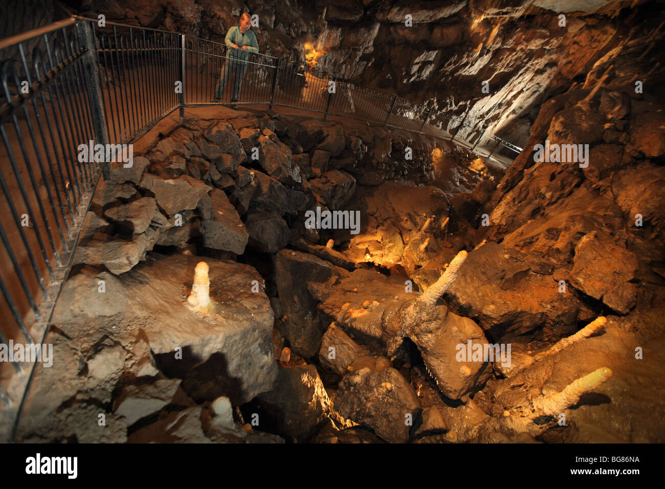 Underground environment inside Pooles Cavern in Buxton, Peak District ...