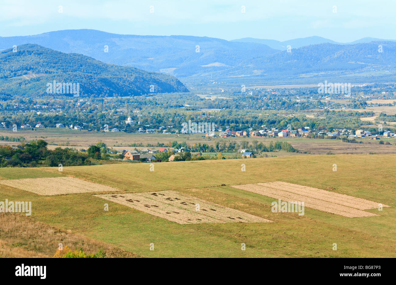 autumn hilly country valley view Stock Photo - Alamy