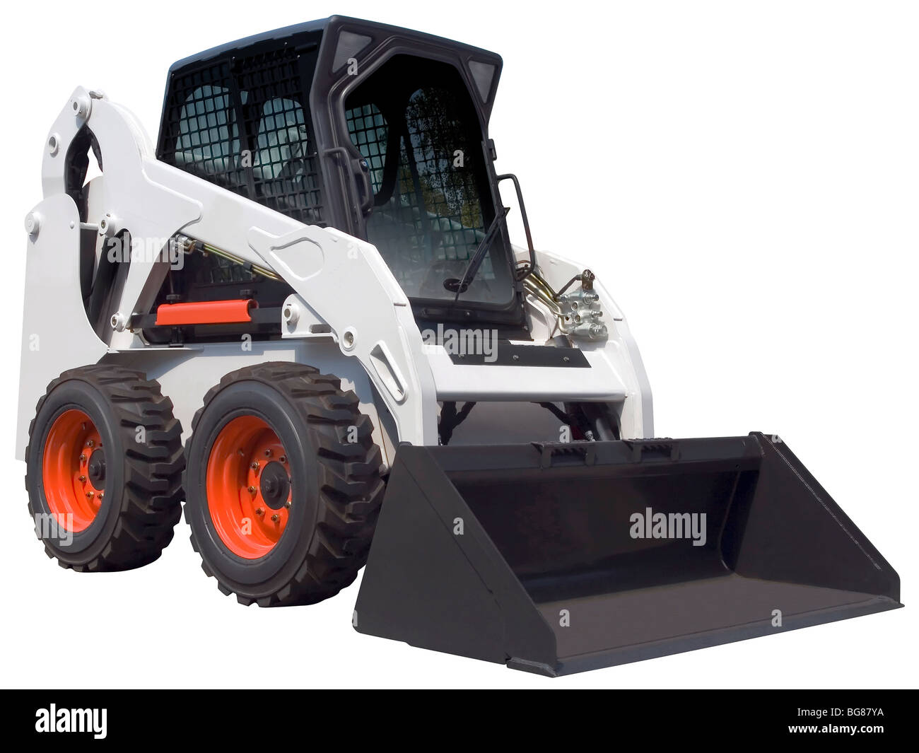 Small white bulldozer isolated with clipping path Stock Photo - Alamy