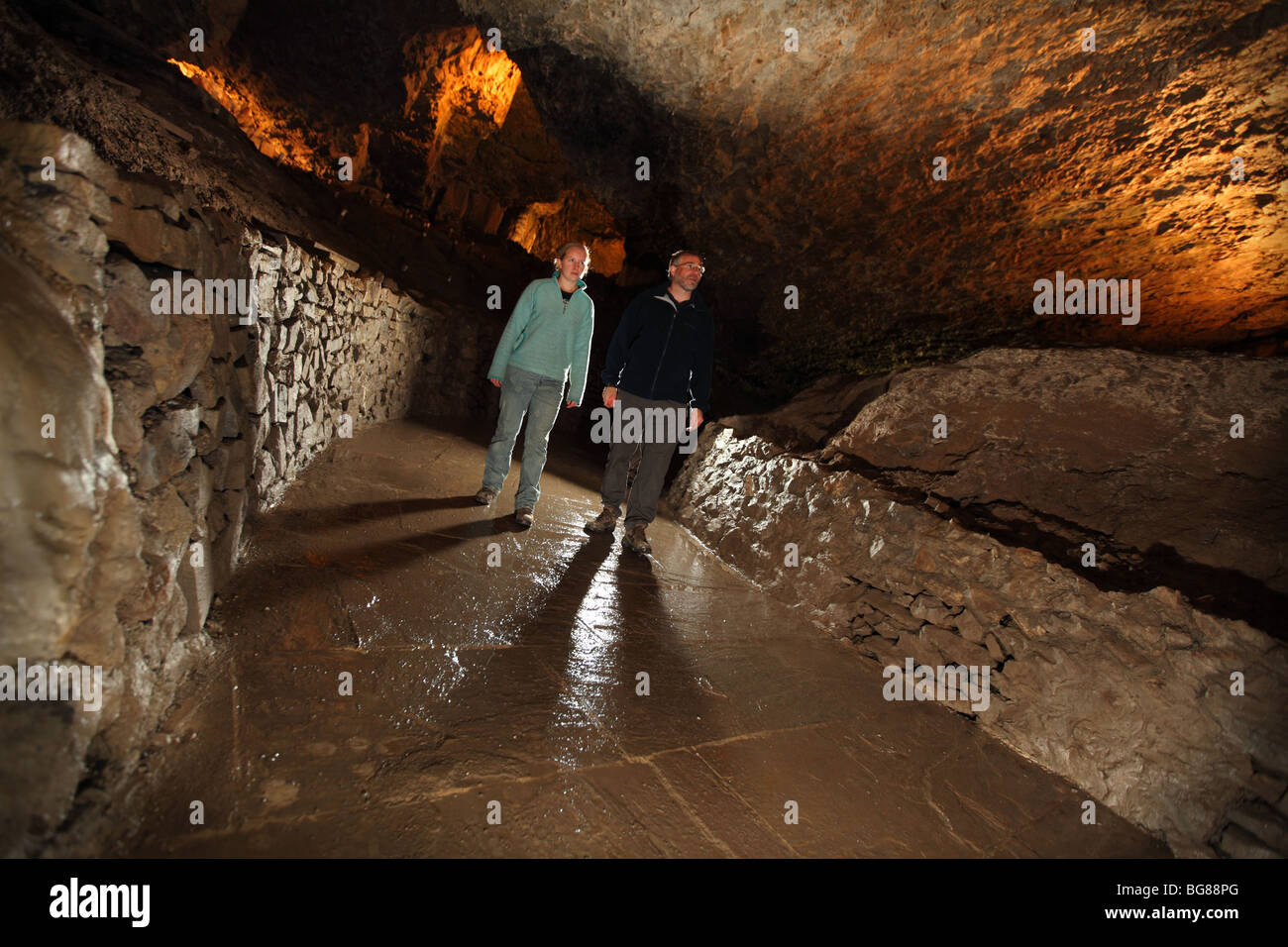 Underground environment inside Pooles Cavern in Buxton, Peak District ...