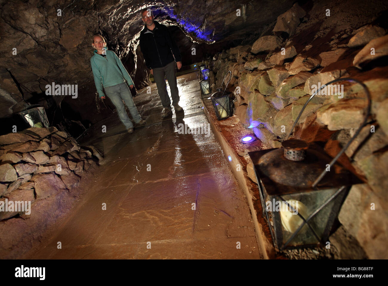 Underground environment inside Pooles Cavern in Buxton, Peak District ...
