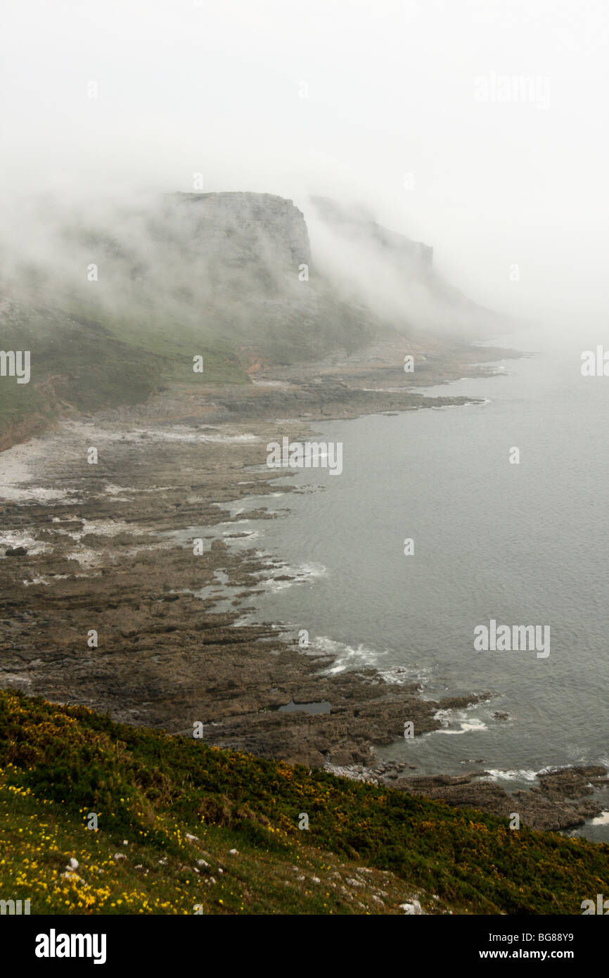Hunts Bay and Pwlldu Head, Gower Peninsula, South Wales, U.K. with a ...