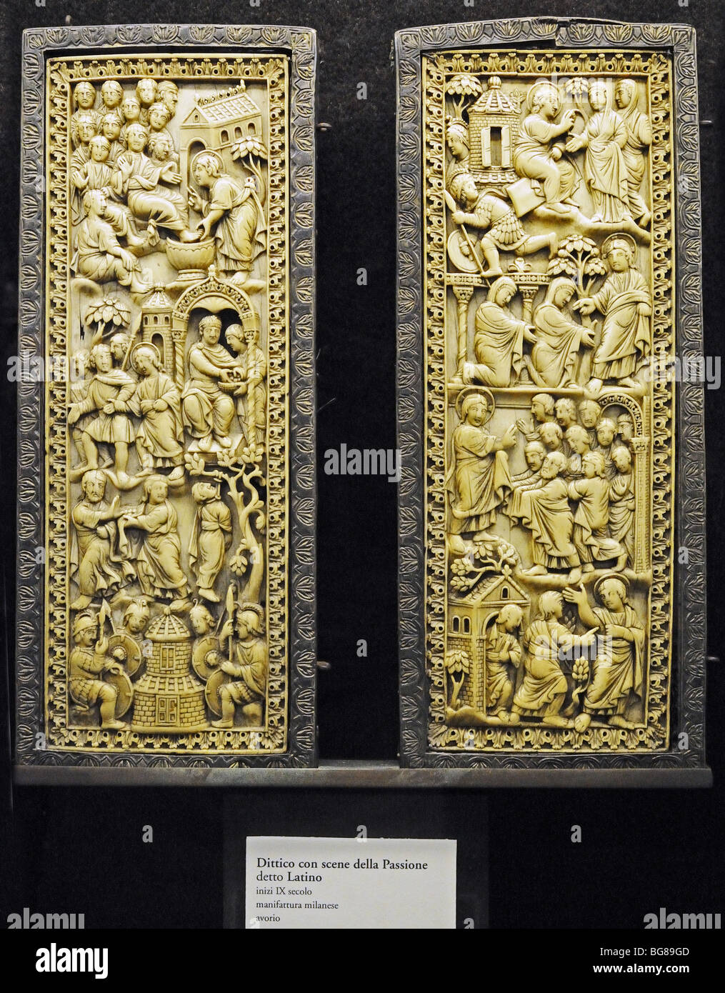 9th century ivory diptych with scenes from the Passion in the museum of ...