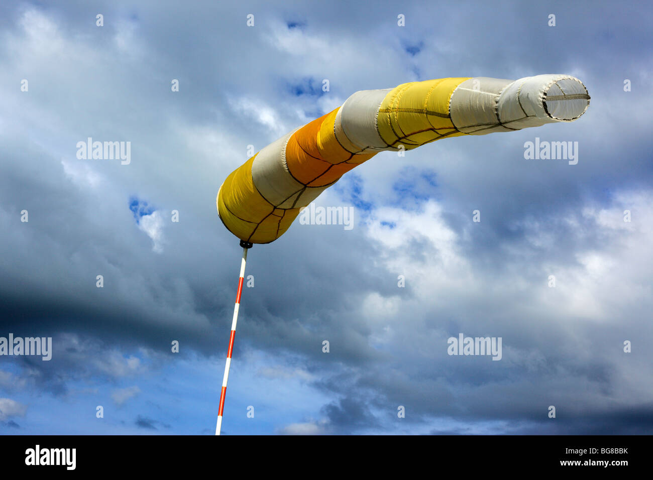 Airport windsock blowing in the breeze with a sky background Stock ...
