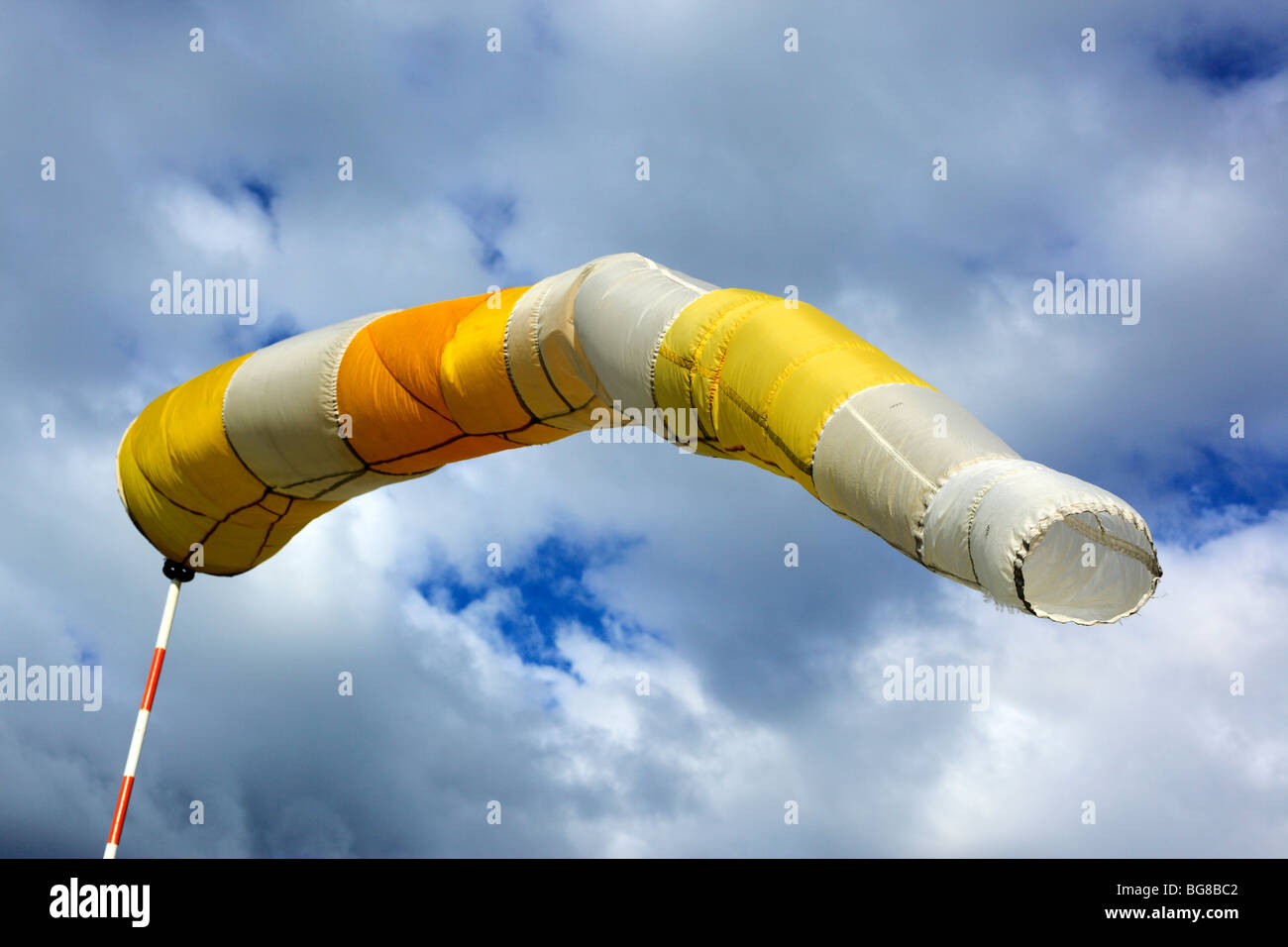 Airport windsock blowing in the breeze with a sky background Stock ...