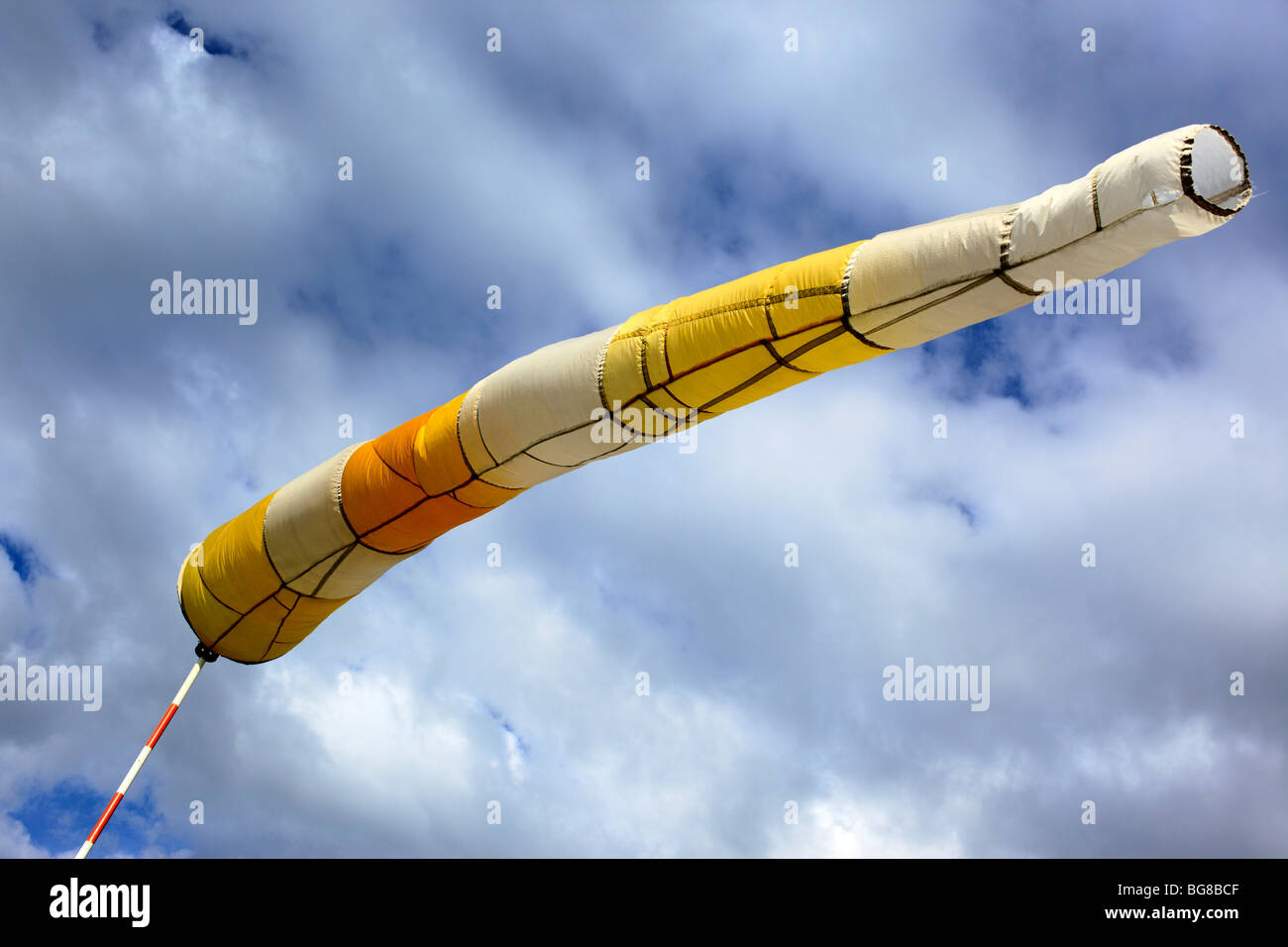 Airport windsock blowing in the breeze with a sky background Stock ...