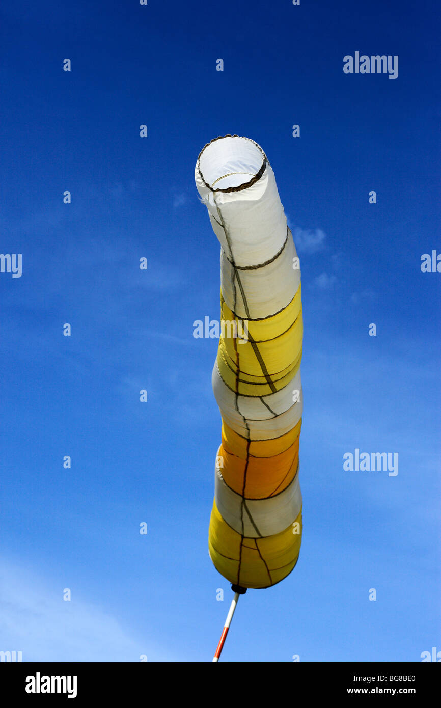 Airport windsock blowing in the breeze with a sky background Stock ...