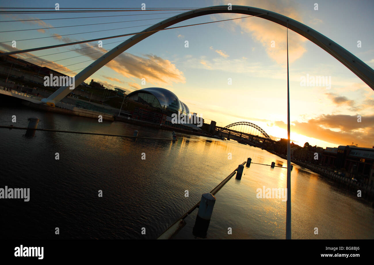 The Millenium Bridge at Gateshead, Newcastle upon Tyne at sunset Stock ...