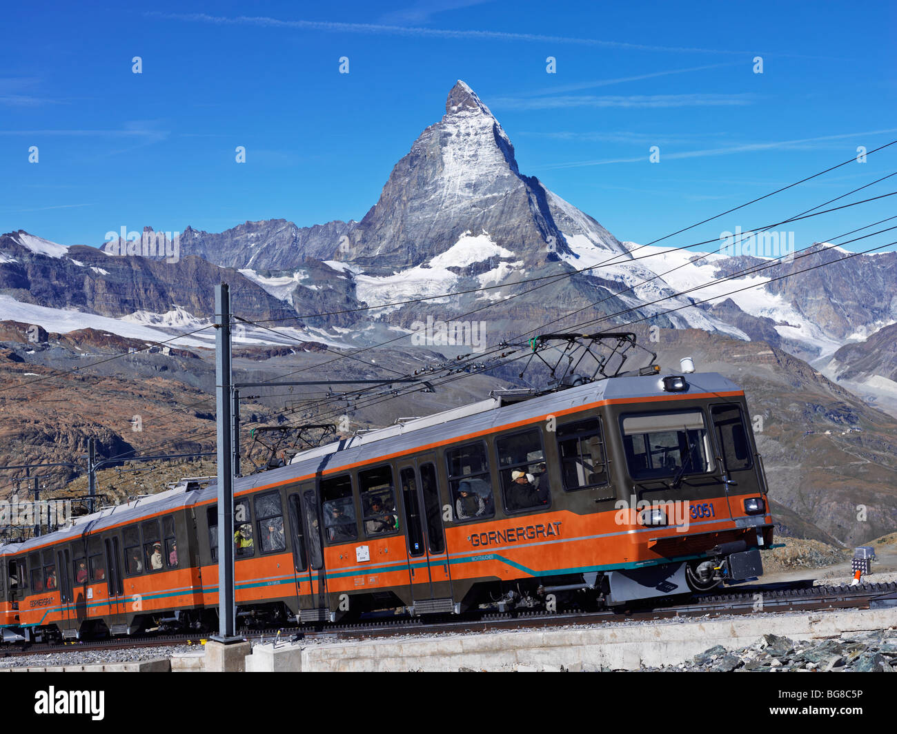 Switzerland, Valais, Zermatt, Gornergrat,the Gornergrat-Zermatt train ...