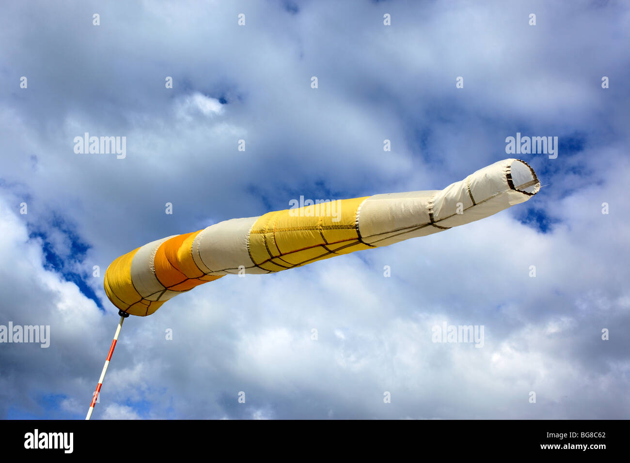 Airport windsock blowing in the breeze with a sky background Stock ...