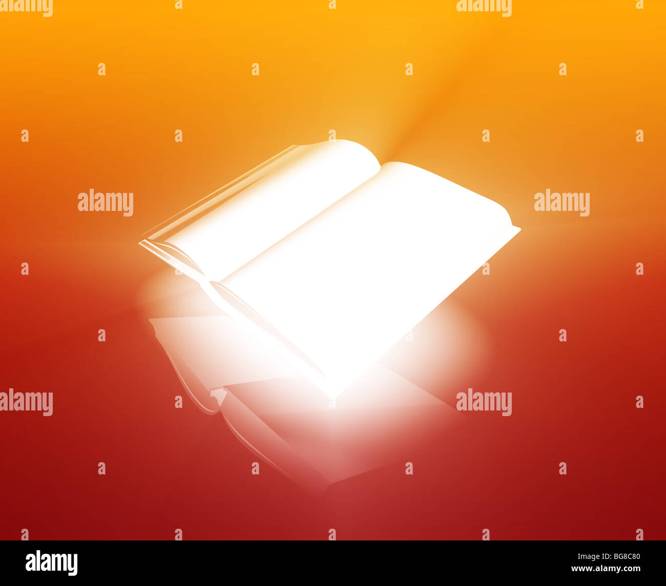Open book learning education shiny glowing illustration Stock Photo - Alamy