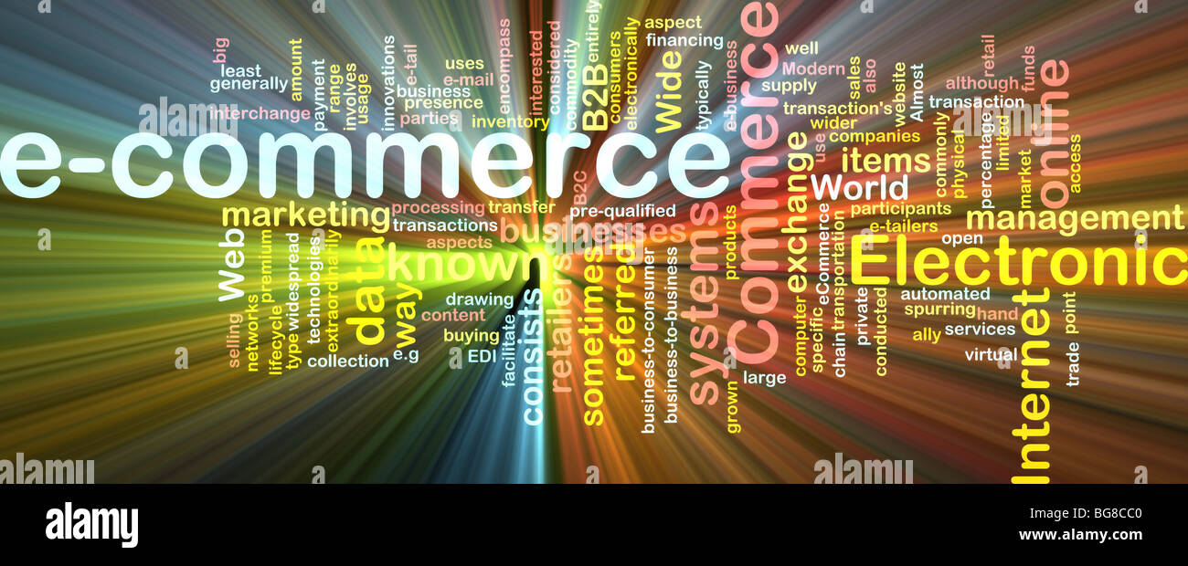 Word cloud concept illustration of e-commerce electronic commerce ...