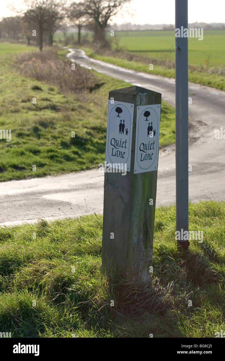Local authority designated 'Quiet Lane' road sign. Suffolk. East Anglia ...