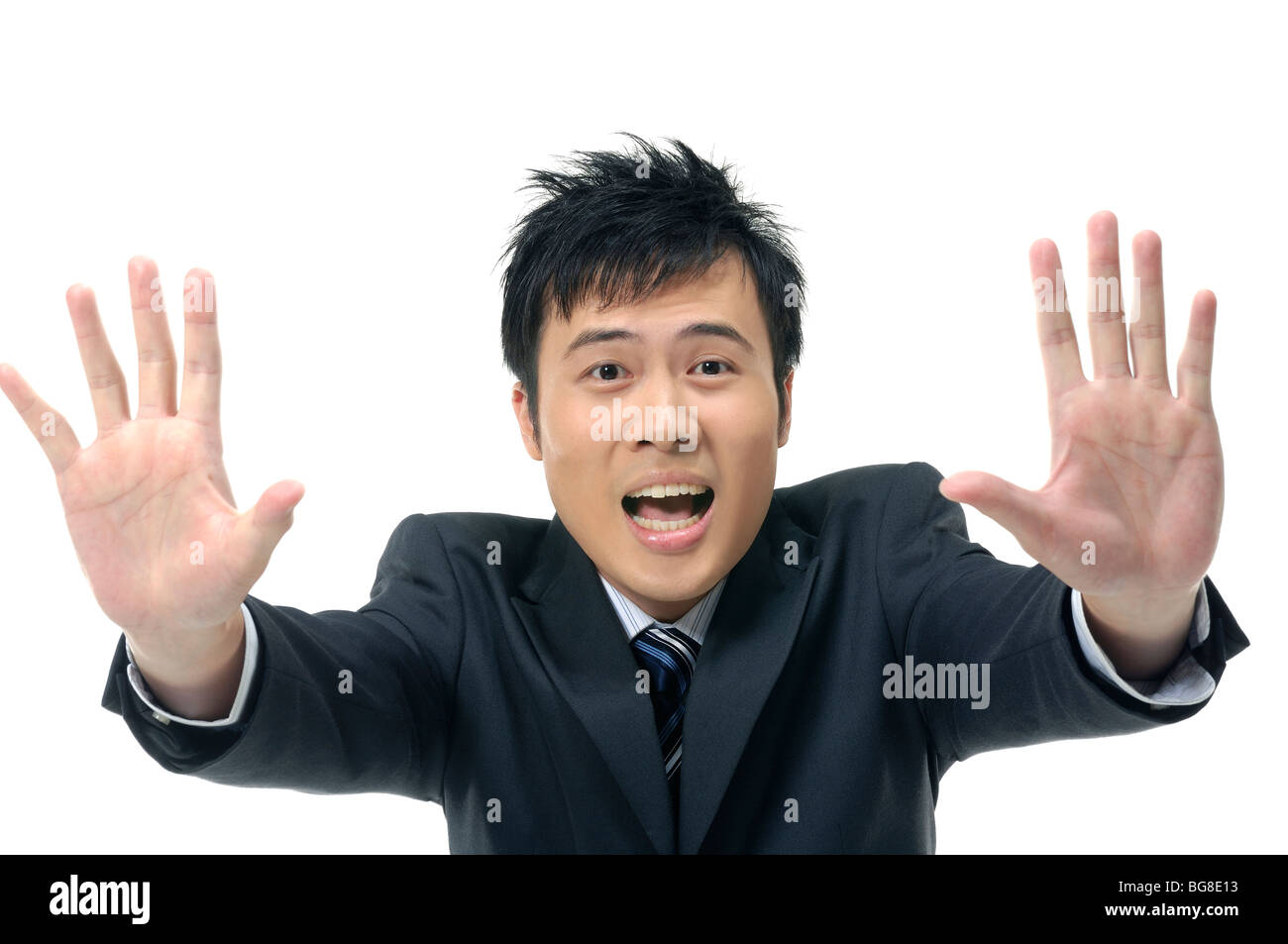 Businessman showing stop sign Stock Photo - Alamy Businessman showing stop sign Stock Photo - Alamy