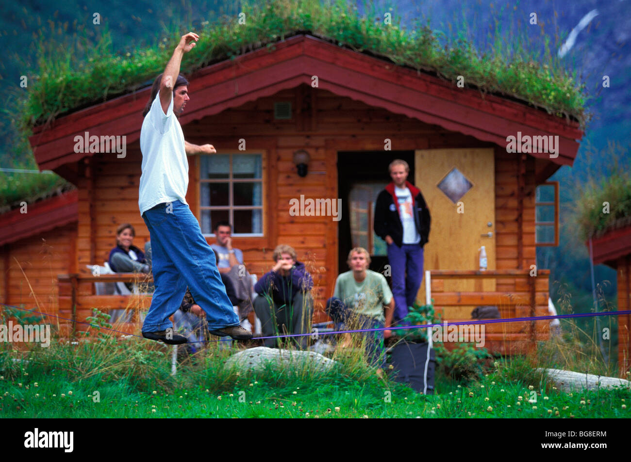 Slacklining norway hi-res stock photography and images - Alamy