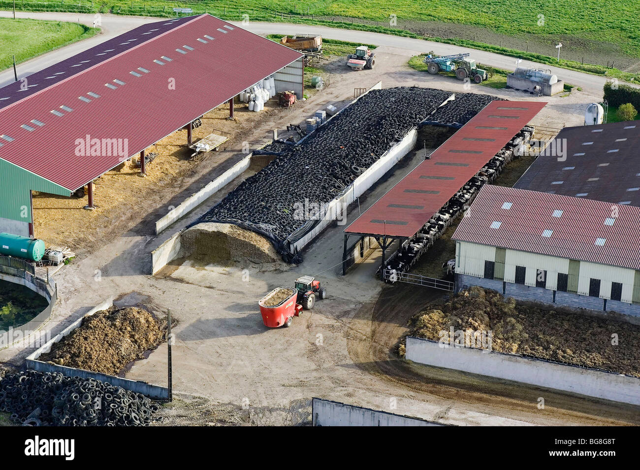 Aerial view over a farm Stock Photo - Alamy