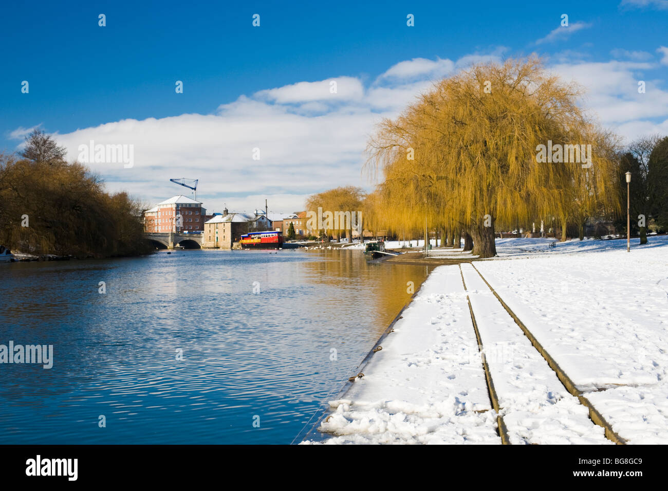 River Nene in central Peterborough after snow fall Stock Photo - Alamy
