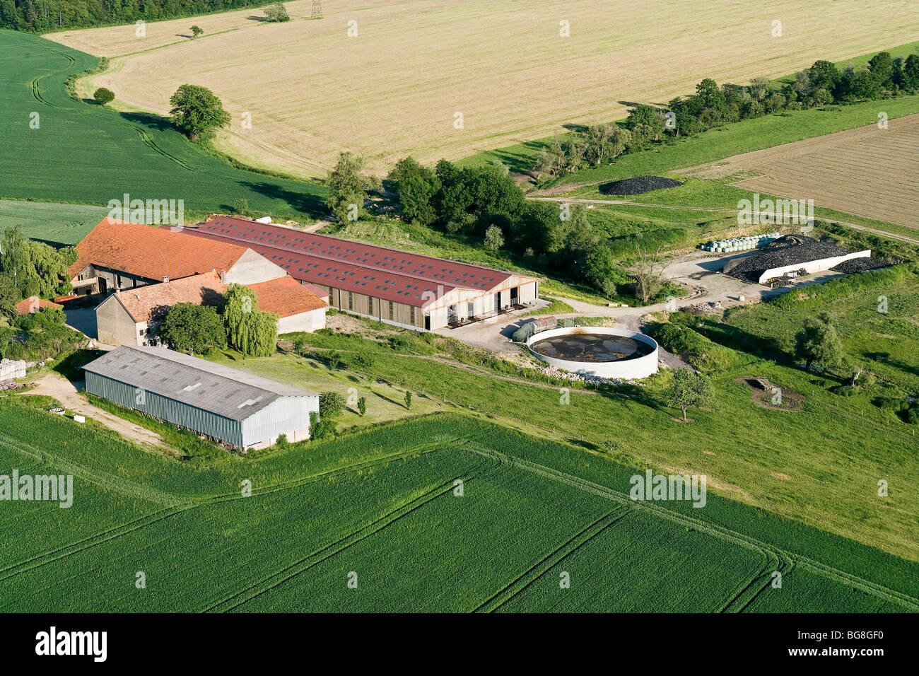 Aerial view over a farm Stock Photo - Alamy