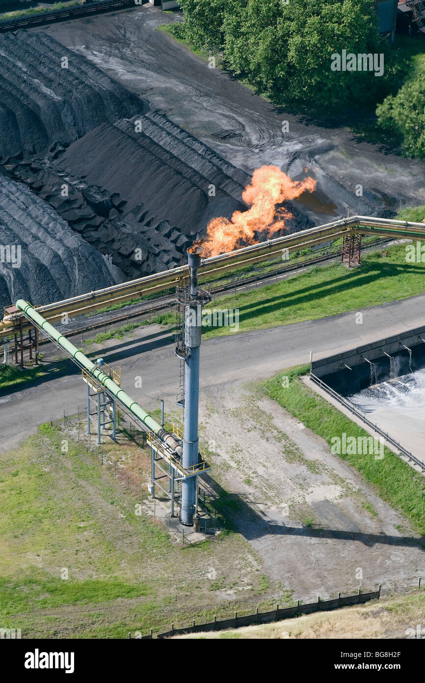 Aerial view over a flare pit Stock Photo - Alamy