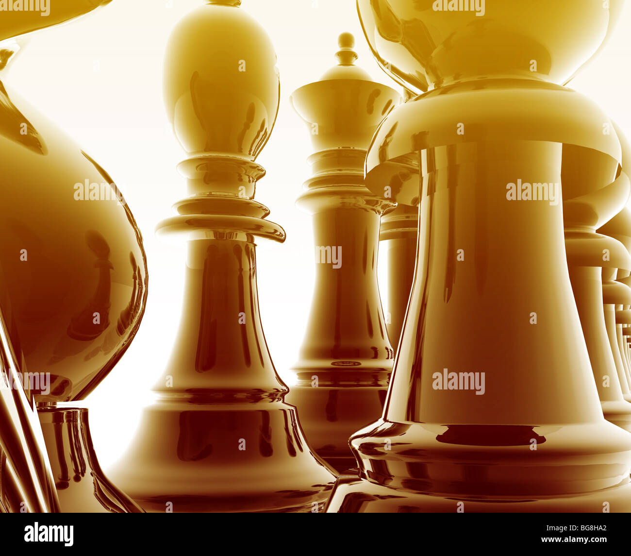 Chess set pieces illustration, glossy chrome metal style Stock Photo ...