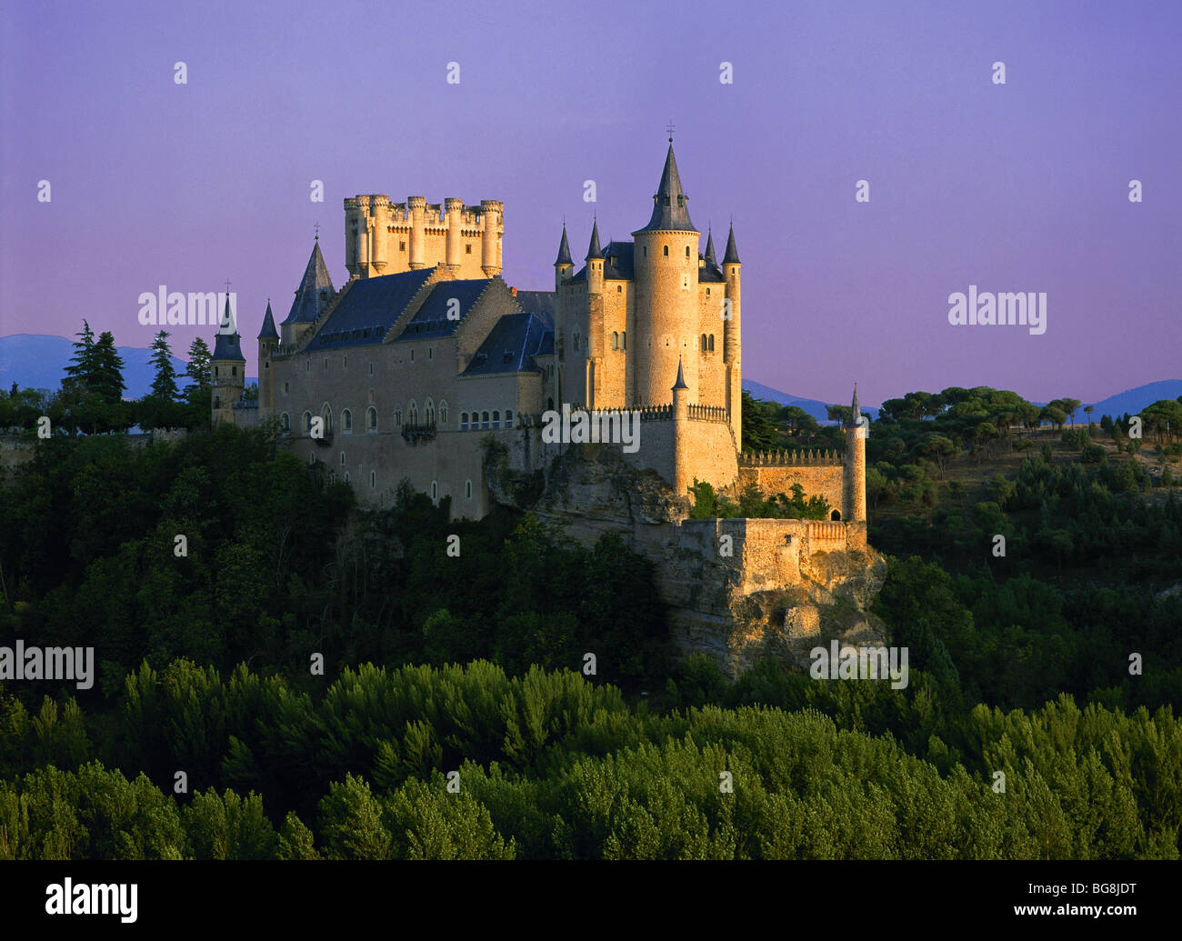 Alcazar of Segovia. Its construction started c. 1120. Outside view ...