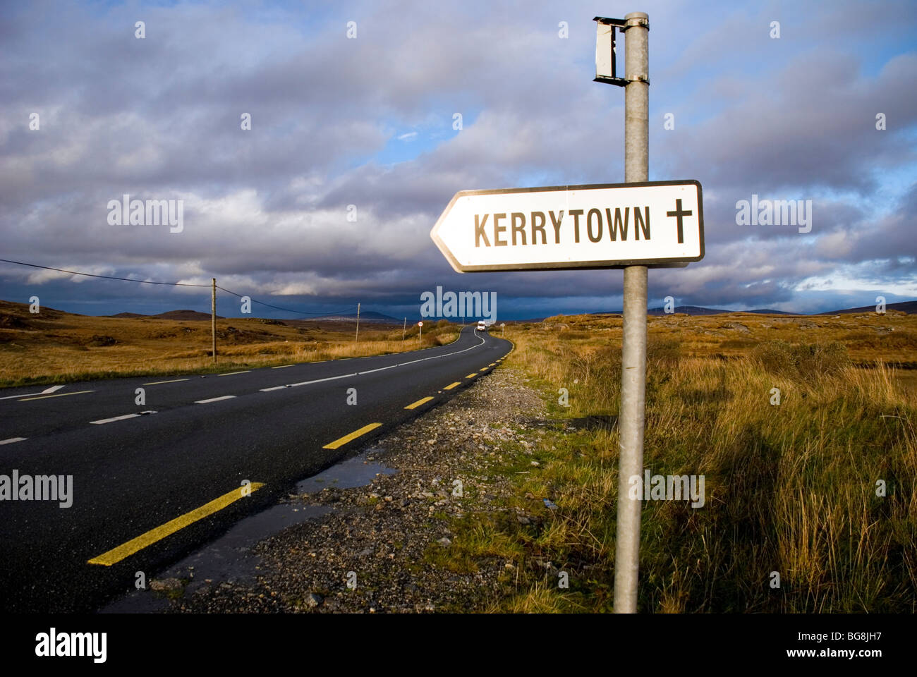 Signpost to the shrine at Kerrytown where visions of the Virgin Mary ...