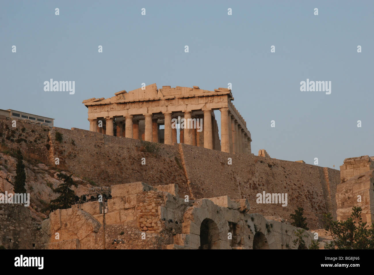 Athens. View ot the Acropolis. Temple of Parthenon. Sunset. Attica ...